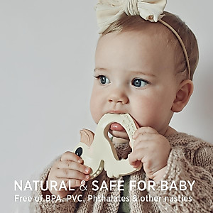 HEVEA Kawan Duck Teether - Massaging Baby Teething Toys Made from 100% Natural Rubber - Free of BPA, PVC, Plastic, and Phthalates