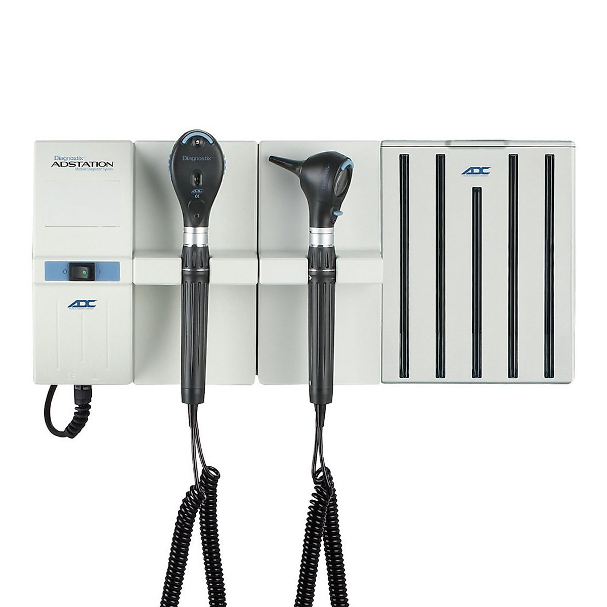 ADC Diagnostic Wall Set with 3.5V LED Otoscope, 3.5V LED Coax Ophthalmoscope, and Specula Dispenser
