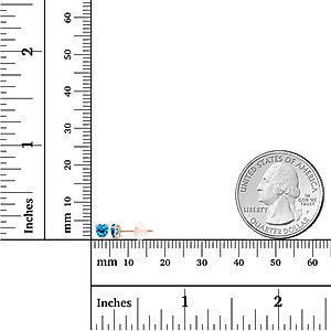 14K Rose Gold Plated Sterling Silver 4mm Heart Natural Swiss Blue Topaz December Birthstone Genuine Stud Earrings For Women