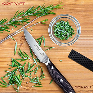 AVACRAFT Kitchen Paring Knife, High Carbon German 1.4116 Stainless Steel Knife, Cutting Chopping Carving Knife, Ergonomic Wooden Handle, 3.5 inch knife with Custom Storage Case