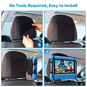 Car Tablet Holder, Kids Tablet Holder for Car Back Seat, iPad Holder for Car Adjustable Anglel, iPad Car Mount Silicon Holder for All 7-12.9 Inch Fire Tablets
