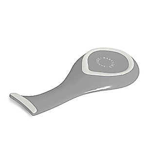 Barnyard Designs Ceramic Spoon Rest for Kitchen Counter or Stove Top, Decorative Cooking Utensil or Spatula Holder, Farmhouse Kitchen Decor, Grey, 9.25" x 4"