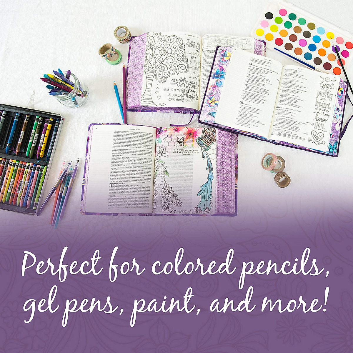 Tyndale NLT Inspire PRAISE Bible (Large Print, Hardcover, Purple): Inspire Coloring Bible–Nearly 500 Illustrations to Color, Creative Journaling Bible Space-Religious Gifts Inspire Connection with God