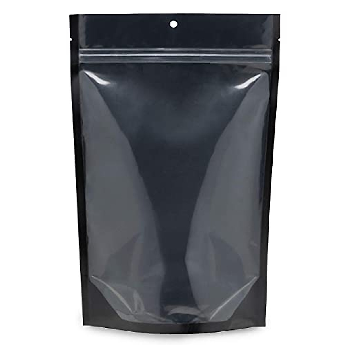 100 pcs Clear Front/Black Back 7.5" x 11.5" x 3.5" Stand Up Pouch Ziplock Mylar Smell Proof Bags