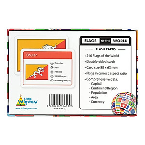 Little Wigwam Flags of The World Flash Cards - Set of 216 Flags + Country Information