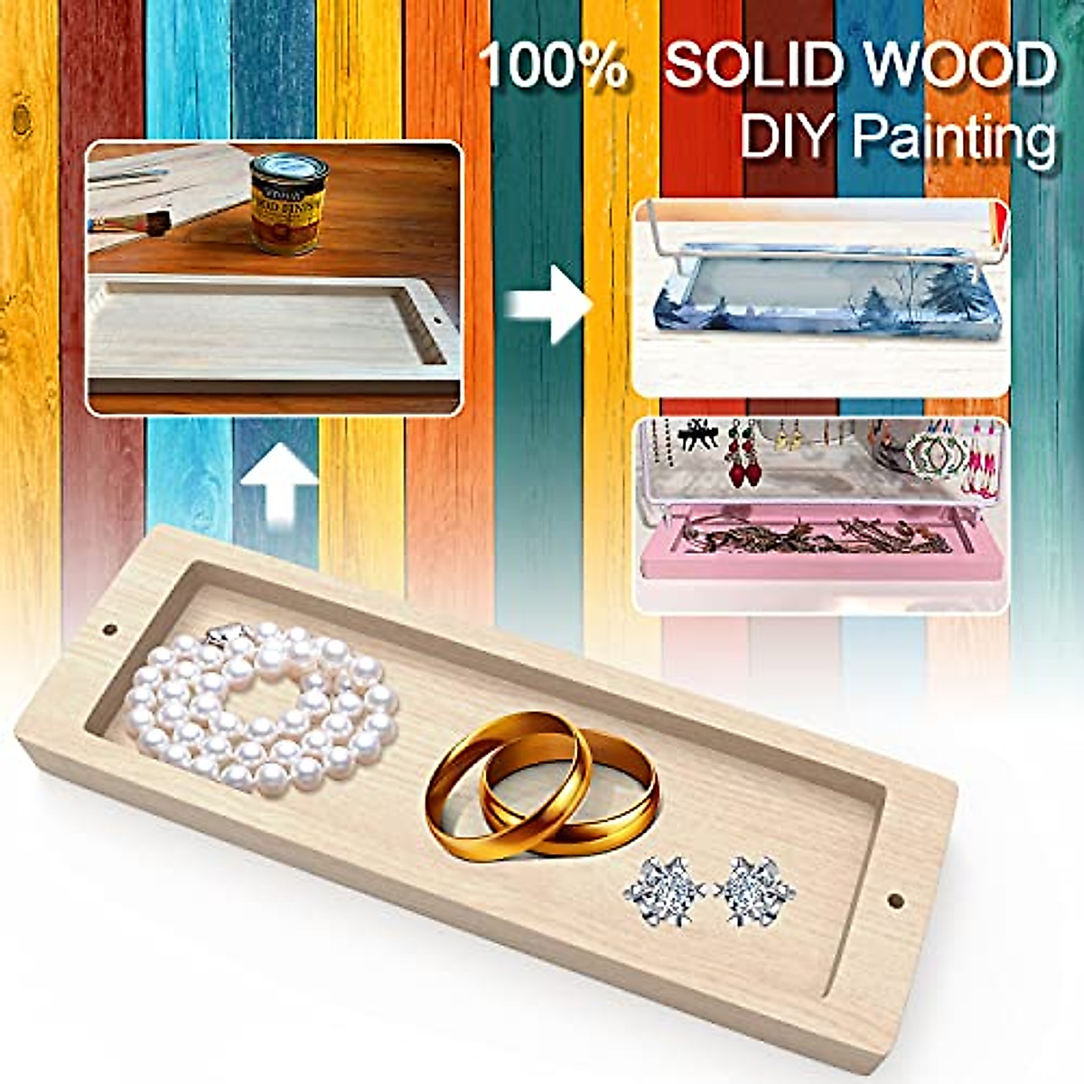 ANNDOFY Earrings Organizer Jewelry Display Stand, 5-Tier 100 Holes Earring Holder Rack for Hanging Earrings, Metal and Wood Basic Large Storage Earring Jewelry Display Tree as Women Girls Gift