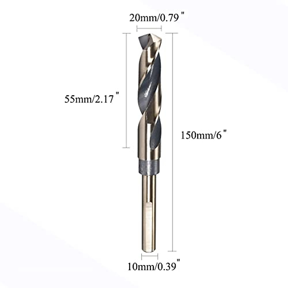 TA-VIGOR 20mm Reduced Shank Twist Drill Bits with 10mm Shank- Perfect for Drilling Steel,Copper,Aluminum Alloy-Made of High Speed Steel 4341