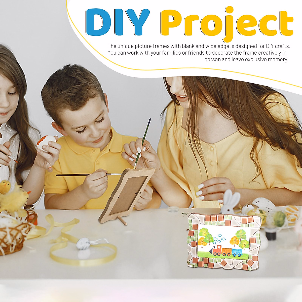 Roucerlin 6Pcs Unfinished Solid Wood Picture Frames for Arts Crafts, 3x5 Plain Wooden Photo Frame, Picture Frame with Stand for Table Top Desk Display DIY Painting Project Adult (Brown)