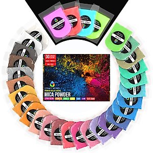 Craft Resin Mica Powder 26 Solid Colors, 4 Neon Glow for Epoxy Resin - 100% Natural, Cosmetic-Grade Resin Color Pigment Powder for Epoxy Resin DIY Crafts, Cosmetics, Soap - Cruelty-Free & Non-Toxic