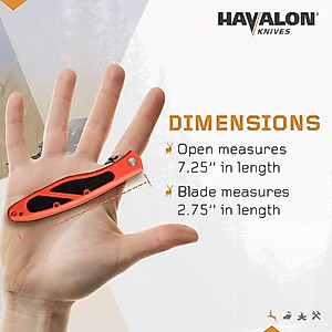 Havalon Piranta-Edge - Outdoor Knife + 12 Replacement Blades, Sharp Skinning Knives for Hunting, Fishing, Deer & Survival, Orange