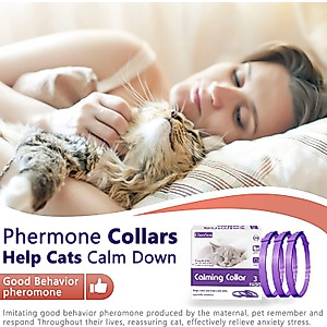 OCSOSO Calming Collar for Cats, Cat Calming Collar,Pheromone Collar Reduces Stress and Anxiety Calm Cats from Loud Noises, Separation, and Aggression Lasting 30days for Small and Medimu Cats 3Pack
