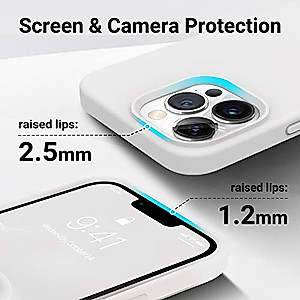 AOTESIER Shockproof Designed for iPhone 13 Pro Case, Liquid Silicone Phone Case with [Soft Anti-Scratch Microfiber Lining] Drop Protection 6.1 inch Slim Thin Cover（White）