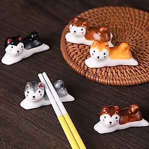 Hemoton 4pcs Shiba Inu Chopstick Rest Rest Chopsticks Spoon and Chopstick Rest Ceramic Dog Korean Chopstick Rest Vintage Spoon Rest Spoon Holder Silverware Ceramics Old Fashioned