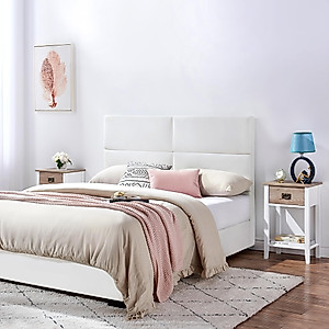 VECELO Nightstands Set of 2, Side End Table with Drawers for Bedroom, Living Room Sofa Bedside, Vintage Accent Furniture Small Space Storage Cabinet, Solid Wood Legs