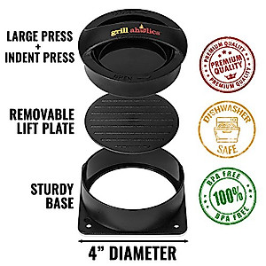 Grillaholics Stuffed Burger Press and Recipe eBook - Extended Warranty - Hamburger Patty Maker for Grilling - BBQ Grill Accessories