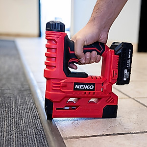 NEIKO 02651A Nail Gun Battery Powered Cordless Brad Nailer & Stapler, 18 Gauge, 2 in 1 Rechargeable Staple Gun & Battery Powered Nail, Cordless Nail Gun, 20V 2.0Ah, Electric Cordless Finish Nailer