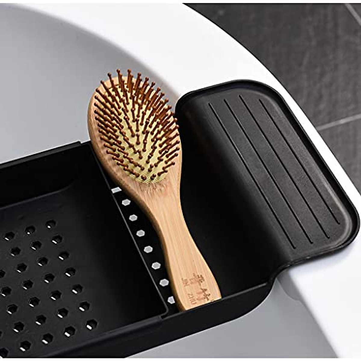 WINGSIGHT Bathtub Tray Expandable Bath Caddy Storage Rack Multifunctional Bathtub Tub Organizer for Deposit Wash Supplies,Book,Wine,Phone,Bathroom,Shower (Gray)