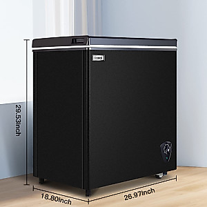 Deep Freezer Chest Freezer WANAI 5.0 Cubic Small Deep Freezer with Top Open Door and Removable Storage Basket, 7 Gears Temperature Control, Energy Saving, for Office Dorm or Apartment