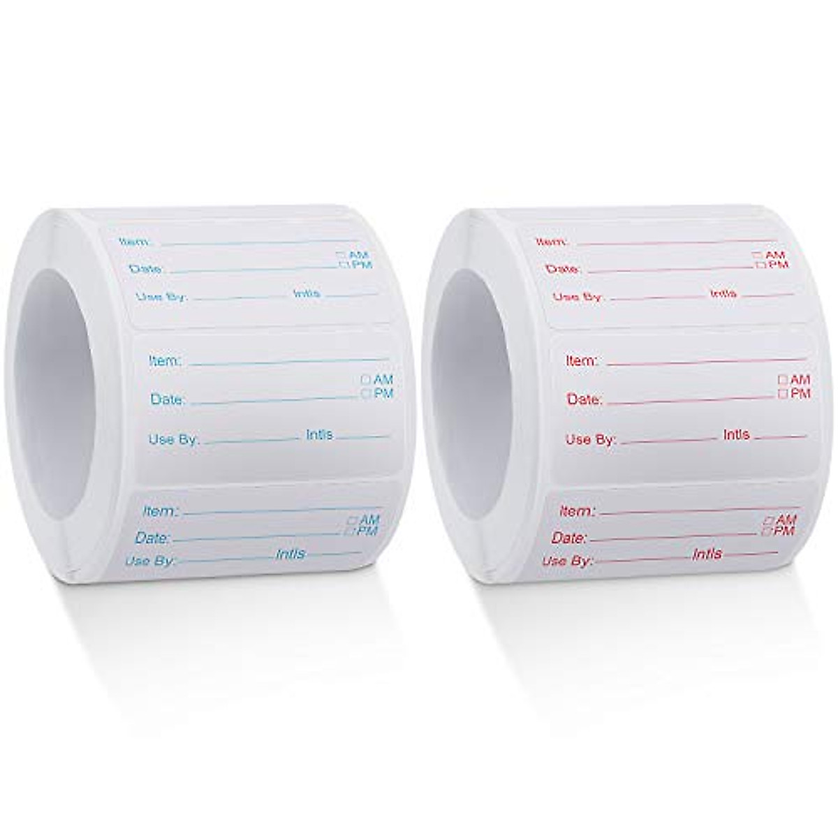 2 Rolls 1000 Pieces Dissolvable Food Labels Food Prep Canning Labels Removable Food Stickers for Home or Restaurant Canning Food Container Food Rotation, Red and Blue