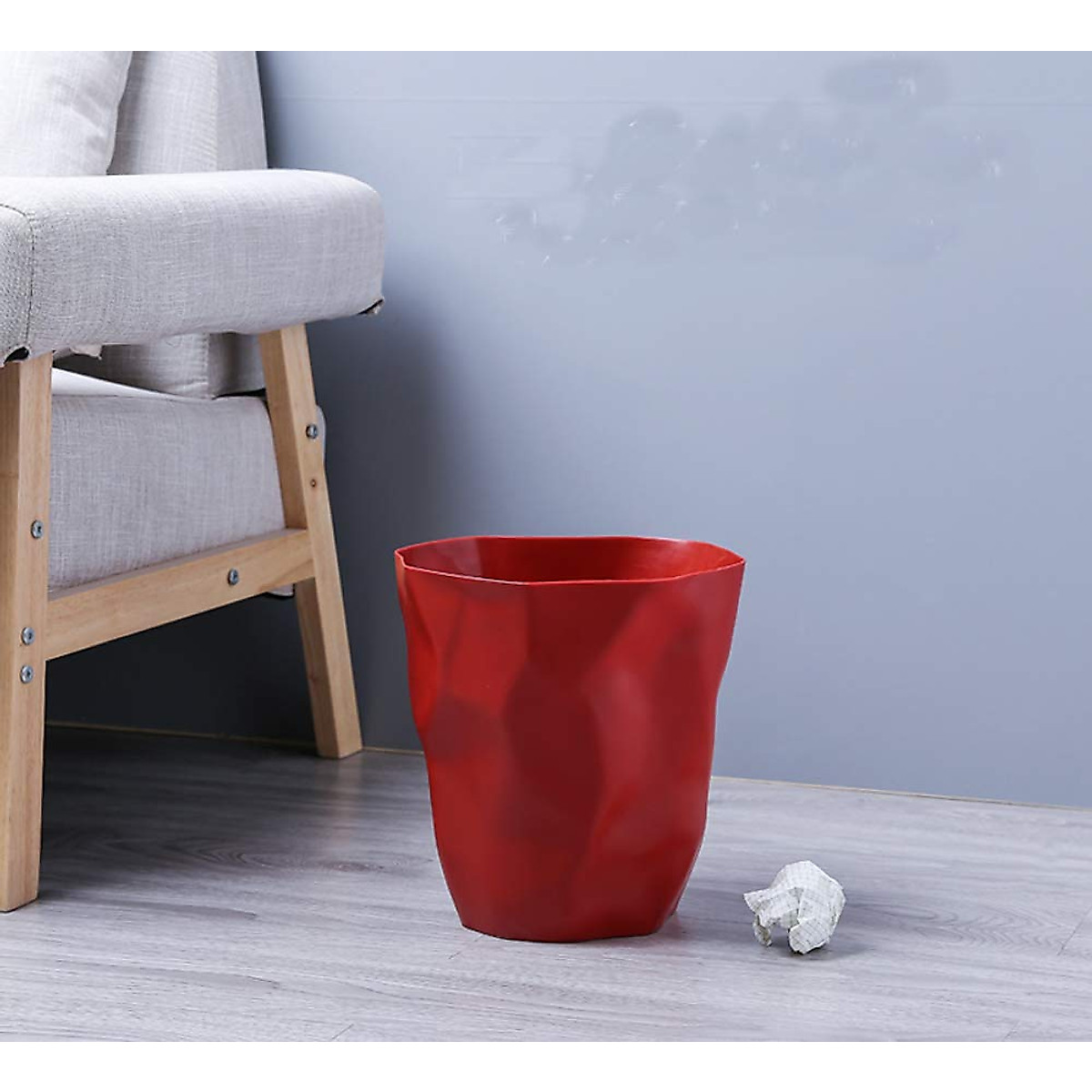 Peacewish Creative Irregular Trash can, Solid Color Waste Basket, Garbage Bin Bathroom, Bedroom (red, Pack of 2)