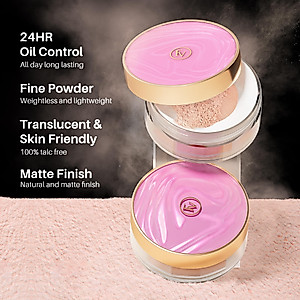 FV Translucent Loose Face Powder, Long Lasting & Lightweight Setting Powder with Matte Finish, Fine Powder for Natural Look, Minimizing Pores and Fine Lines Baking Powder 0.35oz (10g)