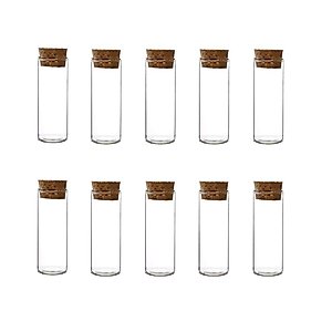 10PCS Empty Glass Clear Test Tube Message Bottles Vials Jars Packing Container with Wood Cork Stoppers for Scientific Experiments Tea Powder Liquid Storage Dispenser(40ml-30mmx80mm)