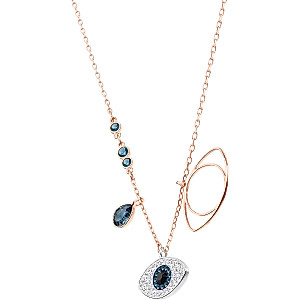 SWAROVSKI women Crystal Duo Evil Eye Rose Gold-Plated Necklace