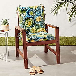 Pillow Perfect Outdoor/Indoor Omnia Lagoon Square Corner Chair Cushion, 1 Count (Pack of 1), Blue