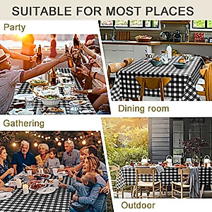 Hiasan Checkered Vinyl Tablecloth Rectangle - 54 x 80 Inch - 100% Waterproof & Stain Resistant Wipeable Plaid PVC Table Cover for Outdoor Picnic/Kitchen Dining/Farmhouse, Black and White