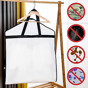Woanger 6 Pcs 70.9" x 24" x 12" Bridal Wedding Gown Dress Garment Bag for Travel Large Garment Covers Hanging Foldable Non Woven Wedding Dress Bag for Storage Zipped Long Dress Cover (White)