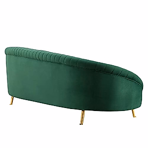 Modway Camber Channel Tufted Performance Velvet Sofa in Emerald