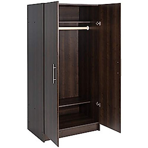 Pemberly Row Contemporary 32" Wardrobe Armoire in Espresso
