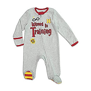 Harry Potter Newborn Baby Boy or Girl Zip Up Sleep N' Play Coverall Bib Blanket and Burp Cloth 4 Piece Outfit Set 6-9 Months