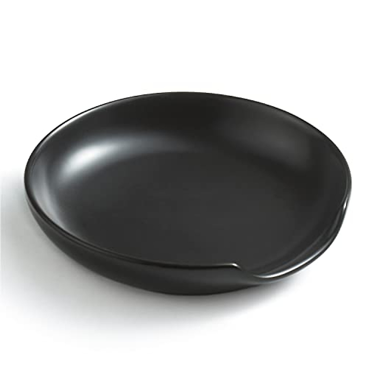 Spoon Rest for Stove Top Large Spoon Holder for Kitchen Counter, 5 Inch Ceramic Spoon Rest for Kitchen Counter, Cooking Spoon Rest Kitchen Spatula Holder for Tongs, Ladles, Set of 1, Matte Black