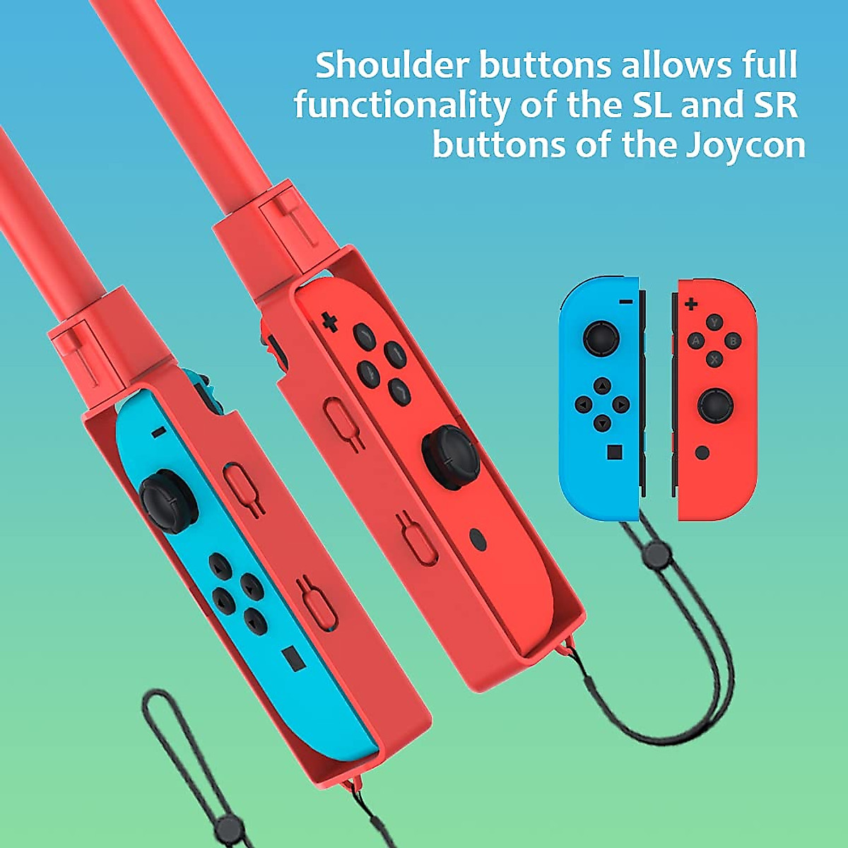 Uxilep Golf Club for Mario Golf: Super Rush - for Nintendo Switch Joy-con Accessories,Mini Golf Clubs Hand Grip Accessories with Wrist Strap for Joy Cons - 2 Pack (Red & Blue)