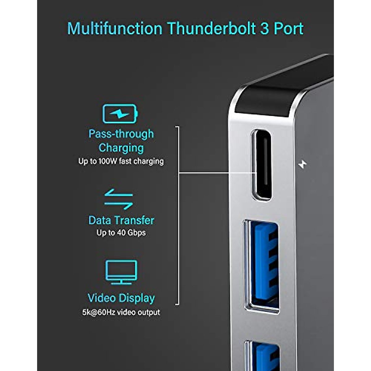 RayCue USB C Adapter for MacBook Pro/MacBook Air M1 M2 M3 2023 2022 2021 13" 15" 16",6 in 1 USB-C Hub MacBook Pro Accessories with 3 USB 3.0 Ports, USB C to SD/TF Card Reader and Thunderbolt 3 PD Port