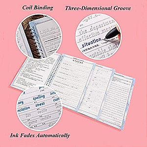 Hztyyier Magic Practice Copybook, English Calligraphy Tracing Book with with Pen and Refill for Children Students English Reusable Writing