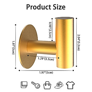 lmytdo Towel Hooks for Bathrooms, Coat/Robe Hook Gold Stainless Steel Heavy Duty Hangers for Bedroom Kitchen Livingroom Garage Hotel Shower Hooks (2 Pack