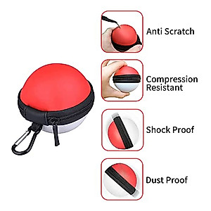 TOGETFACE Round Earbuds Case Portable EVA Carrying Case Organizer Phone Accessory Organizer with Carabiner for Headphones Earbuds Earpiece - red