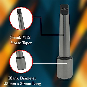 Shank MT2 Morse Taper Soft Blank End Arbor -Lathe Mill Drill Teng Type 25 x 30mm