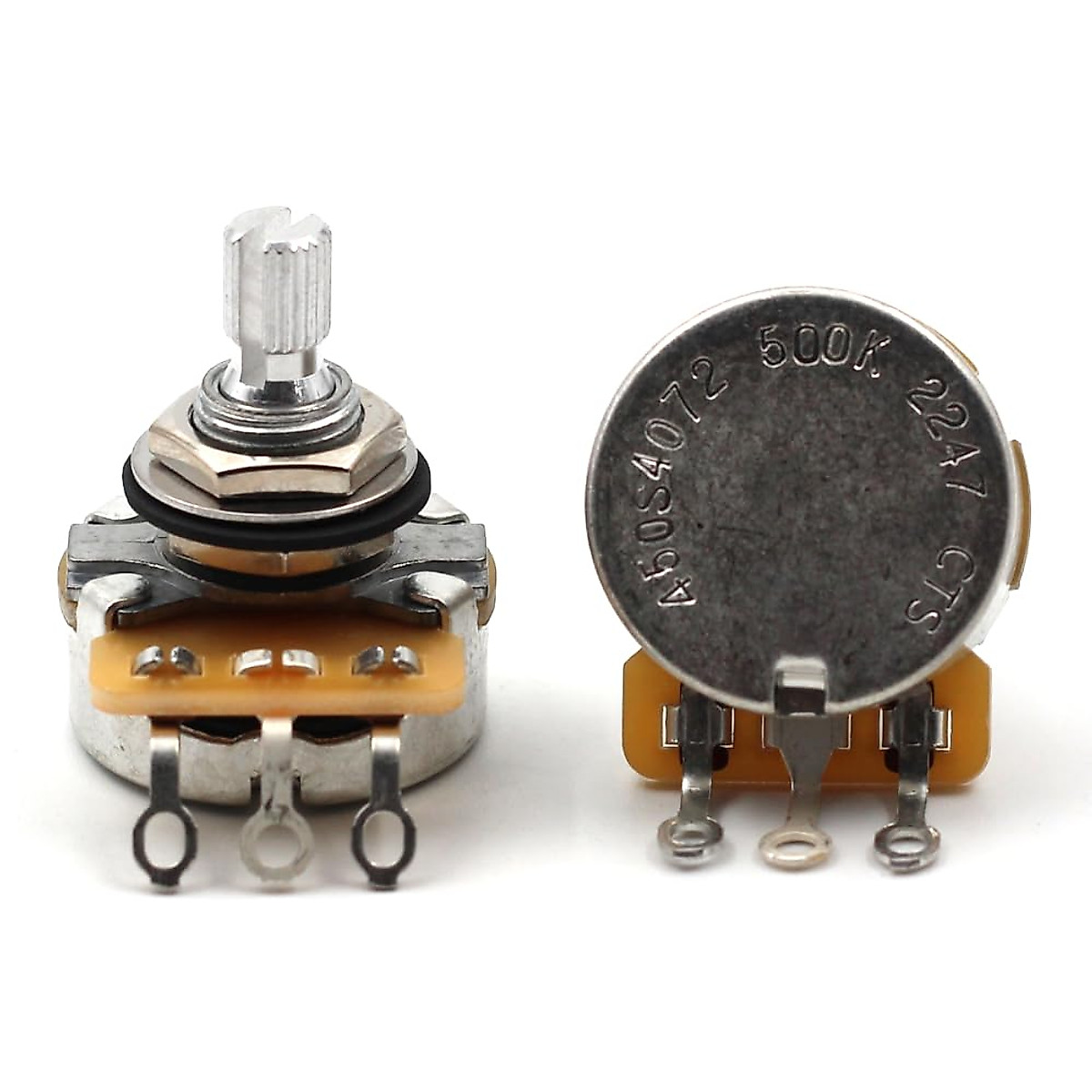 The Art of Tone Electric Guitar Parts Kit: Audio Taper CTS 500k Pot: Set of 4 (4X) Split Shaft, Replacement for Fender Potentiometer.