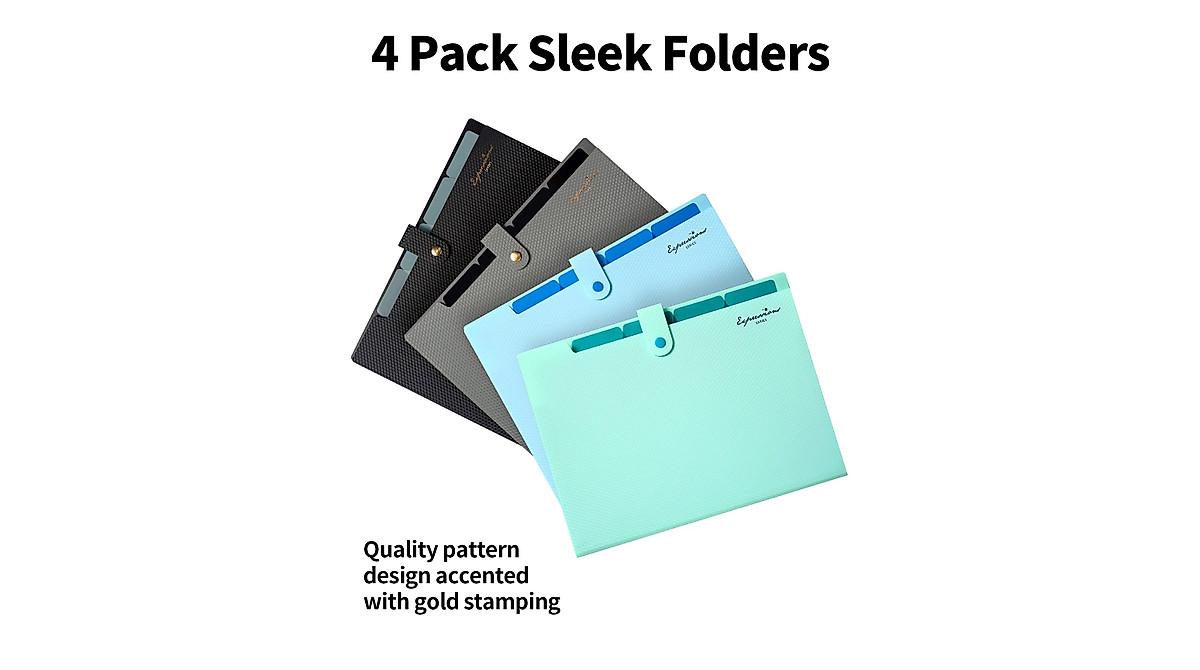 Sooez 4 Pack Expanding Filer Folders | Durable Office & School Organizer