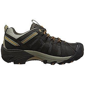 KEEN Men's Voyageur Low Height Breathable Hiking Shoes, Black Olive/Inca Gold, 7