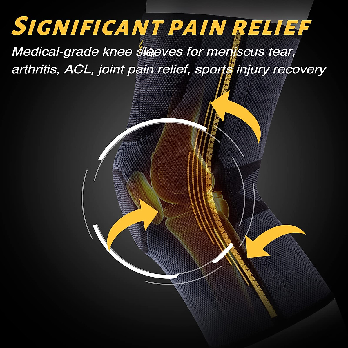 Glofit Professional Knee Brace, Compression Knee Sleeve with Patella Gel Pad & Side Stabilizers, Knee Support Bandage for Pain Relief, Medical Knee Pad