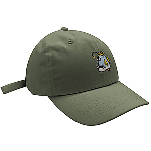 JPAK Angler Fish Dad Hat Embroidered Baseball Cap Funny Olive Green