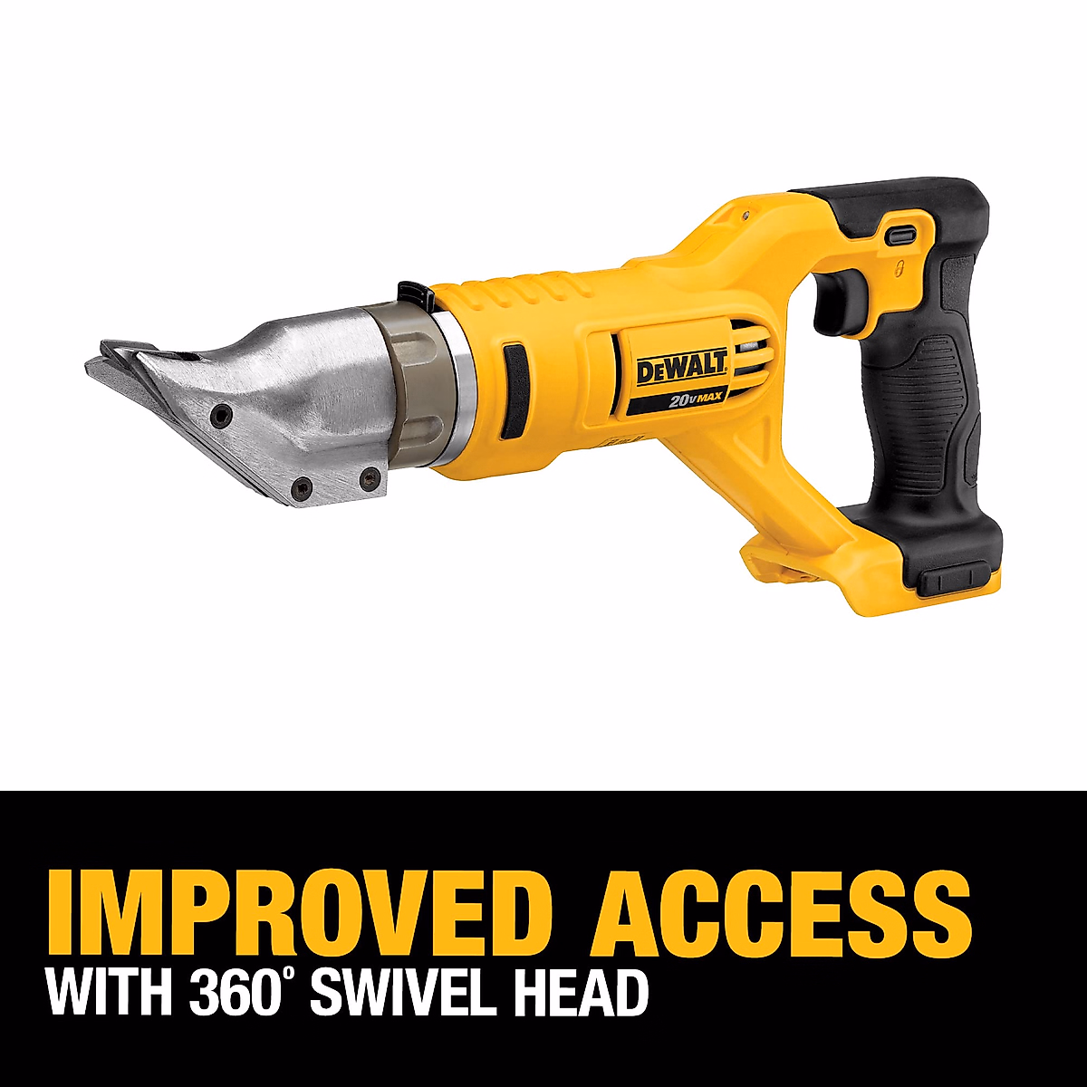DEWALT 20V MAX Metal Shear, Swivel Head, 18GA, Tool Only (DCS491B)