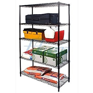 Omega 18" x 30" x 63" 5 Tier Black Wire Shelving