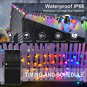 Amposei 32.8Ft 50 LEDs Strawberry Christmas String Lights Outdoor Bluetooth Fairy Lights Waterproof Music Sync Twinkle Lights with Phone APP Remote Control, Color Changing Rope Light for Party Garden