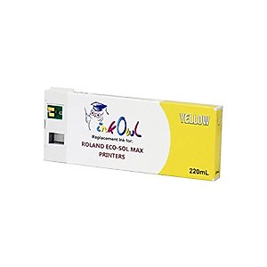 InkOwl Compatible Ink Cartridge Replacement for Roland ECO-SOL MAX Printers ESL3-YE (220mL, Yellow) - USA-Made Ink
