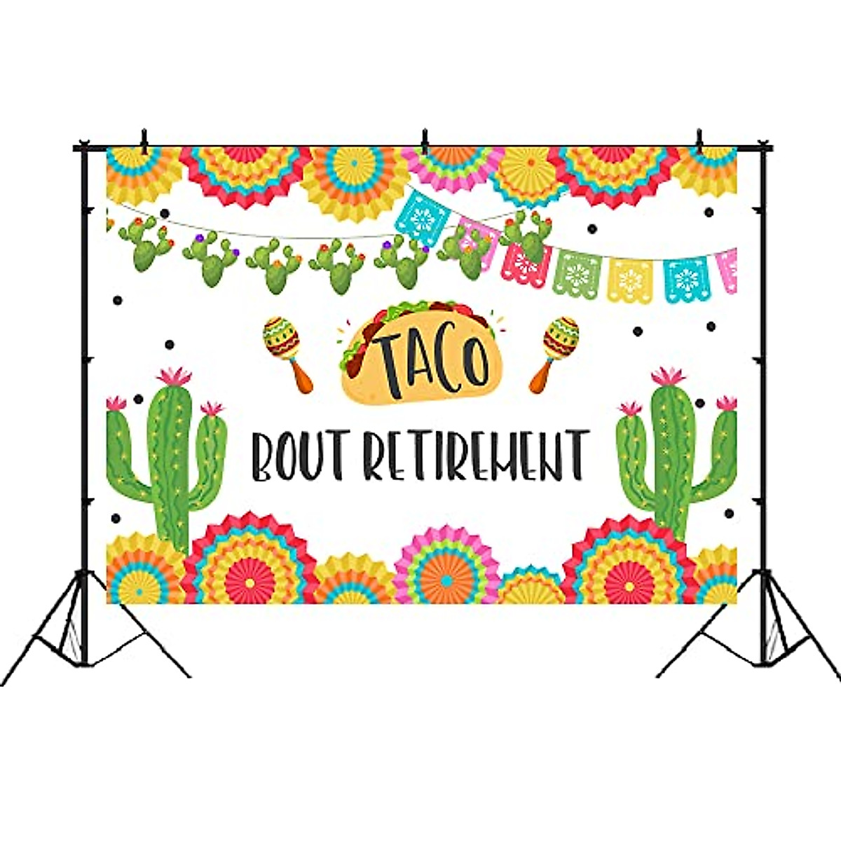 Lofaris Taco Bout Retirement Party Backdrop Mexican Fiesta Retired Background 7x5ft Colorful Paper Cactus Adults Retirement Party Supplies Cake Table Banner